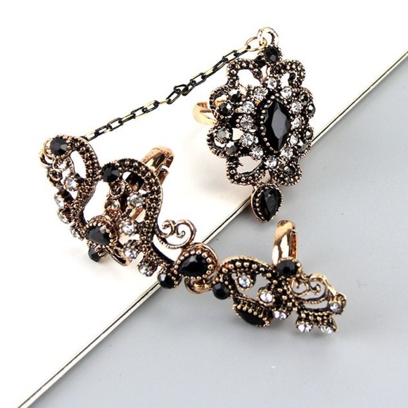 Jewelry | Vintage Baroque Double Chained Crystal Ring | Poshmark
